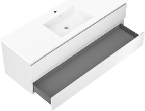Mexen Orio, koupelnová skříňka 140 cm s umyvadlem Otis, 2 zásuvky, bílá matná, 91A10-14047-2-BFF01-W18M01