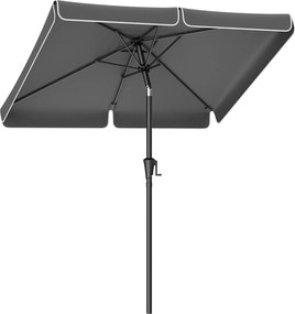 Slunečník 200 × 150 cm, obdélníkový balkonový slunečník, UV ochrana UPF 50+, bez základny, šedý