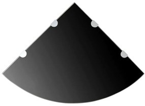 Rohová police s chromovými podpěrami sklo černé 45x45 cm