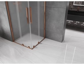 Mexen Velar Duo, sprchový kout s posuvnými dveřmi 100 x 100 cm, 8mm sklo námraza, růžové zlato, 871-100-100-32-60