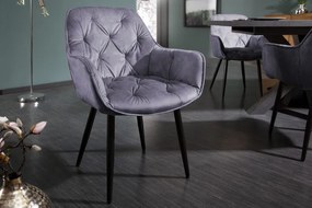 Invicta Interior Luxusní sametová židle šedá: Lagara VI