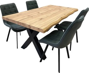 Vikio Jídelní set pro 4 osoby 140x90 cm dub, šedá samet VJS114-41S-S