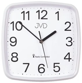 Bílé přesné hranaté rádiem řízené levné hodiny JVD RH616.1