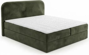 Čalouněná postel boxspring FORENA 180x200 cm tmavě zelená Matrace: Matrace Bonell pružinová