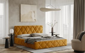Postel LUKA 140x200 zlatá s úložným prostorem