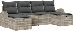 Set pohovek 6 ks Světle šedá polyratan 3359121