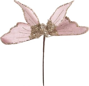 Vánoční dekorace zápich růžový motýl - 11*5*36 cm