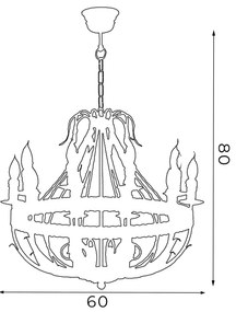Lustr na řetězu LOARA 10xE14/60W/230V