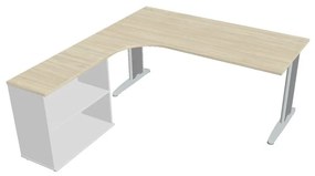 Sestava stolu a skříně pravá 180 cm - Hobis Flex FE 1800 H P Dekor stolové desky: akát, Barva nohou: Stříbrná