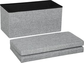 HOMCOM skládací lavice s opěradlem a prostor pro uložení 77 l, potah z látky, 76x50x73 cm, šedá