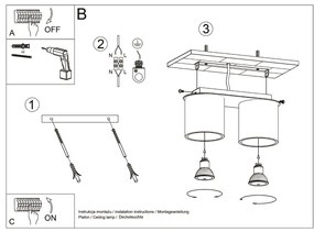 Stropní svítidlo Orbis, 2x černé kovové stínítko