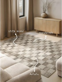 Krémový ručně tkaný vlněný koberec 80x150 cm Boho 1.0 Quadra – Vikosa