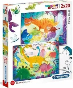 Clementoni PUZZLE Legrační dinosauři / 2x20 dílků / od 3 let