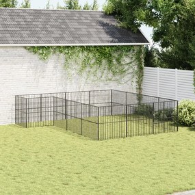 Ohrádka pro psy 16 panelů černá pozinkovaná ocel 3209559