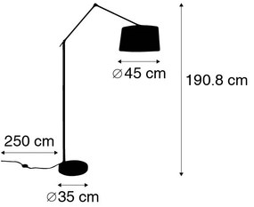 Moderní stojací lampa ocel s tmavě hnědým stínítkem 45 cm - Editor