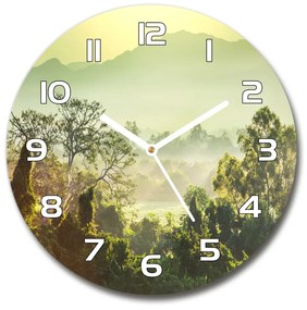 Wallmuralia Skleněné nástěnné hodiny kulaté Prales fi 30 cm