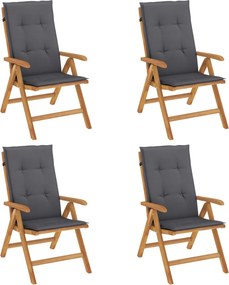 Skládací polohovací křesla s polštáři 4 ks, masivní teak 3196463