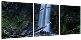 Obraz - Vodopád (s hodinami) (90x30 cm)