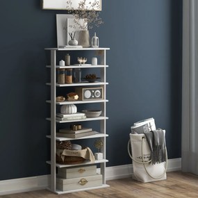 Costway Botník 7patrový botník v retro stylu – 45 × 25 × 110,5 cm, bílý