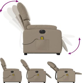 Elektrické zvedací masážní polohovací křeslo cappuccino koženka 3204913