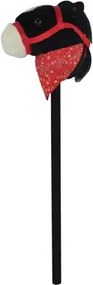 TEDDIES Kůň na tyči černý / Plyšová hračka / 80 cm / se zvukem / od 3