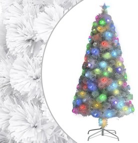 Vánoční stromek s LED osvětlením bílý 120 cm optické vlákno