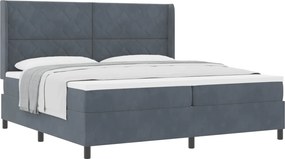 Postel s boxspringem s čelo Tmavě šedá 200 x 200 cm samet 3342081