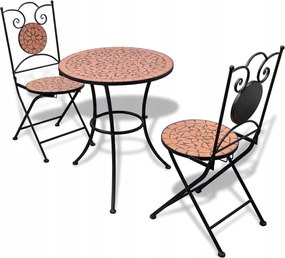 Fionshop 264015546 3dílný bistro set mozaikový keramický terakota