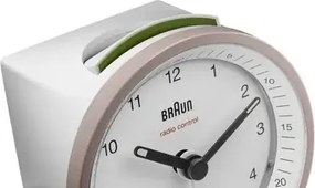 Braun BC07 růžová  bílá / Klasický budík / Analogový / DCF ( Rádiem ří