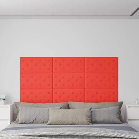 Nástěnné panely 12 ks červené 60 x 30 cm umělá kůže 2,16 m²,  343990