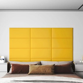 Nástěnné panely 12 ks žluté 60 x 30 cm samet 2,16 m² - Default Title