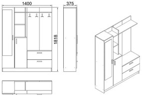 Předsíňová sestava Dana Atlanitc Pine and Anthracite