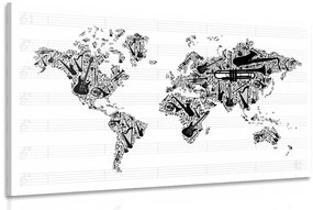 Obraz hudební mapa světa v inverzní podobě Varianta: 90x60