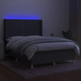 Box spring postel s matrací a LED tmavě šedá 140x200 cm textil 3138798