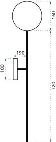 Toolight - Moderní nástěnné svítidlo 90cm APP581-1W 1xE27 60W, černá, OSW-08761