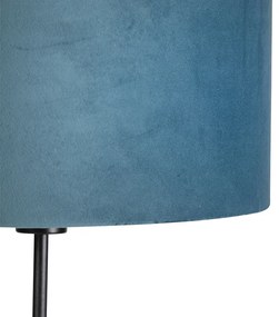 Stojací lampa černá s velurovým odstínem modrá se zlatem 35 cm - Parte