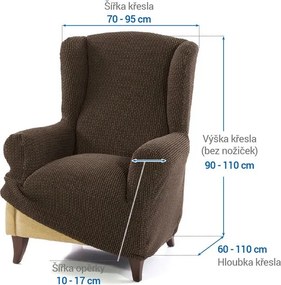 Super strečové potahy NIAGARA tabáková křeslo ušák (š. 70 - 95 cm)