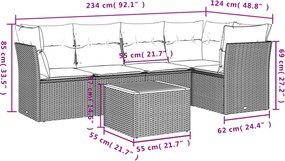 6dílná zahradní sedací souprava s poduškami béžová polyratan 3223630