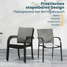 Costway Stohovatelné zahradní židle2Set stohovacích židlí z textilu a kovového