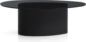 Černý konferenční stolek se skleněnou deskou 81x140 cm Olir – Kave Home