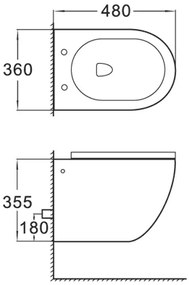 Závěsné WC LENA RIMLESS - černé matné + Duroplast sedátko slim