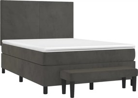 Box spring postel s matrací tmavě šedá 140x200 cm samet 3137726