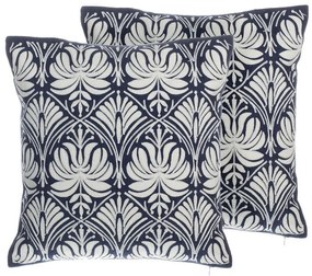 Sada dekorativních polštářů s ornamenty 45 x 45 cm modrá NEMESIA Beliani