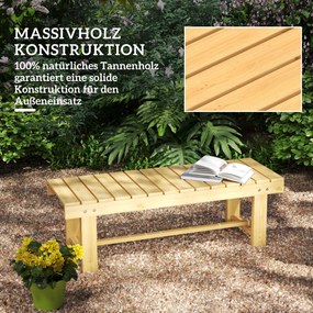 Zahradní lavice Outsunny, 2místná, masivní dřevo, 110 x 38 x 35 cm, voděodolná, odolná, stabilní, na balkon, zahradu, terasu, přírodní barva | Aosom