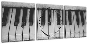 Obraz starého klavíru (s hodinami) (90x30 cm)