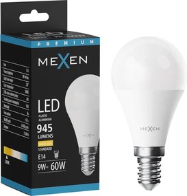 Mexen Nova, LED žárovka E14, G45, 9W, teplá - 3000K, 945 lm - L101-E14-0930-01