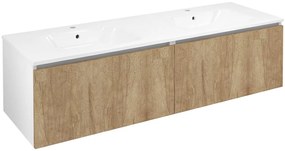 Sapho Sapho, LOREA skříňka s dvojumyvadlem 141x46x51,5cm (70+70cm), dub alabama/bílá matná, LE070-2231-02