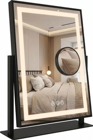 Rea Kosmetické zrcadlo 30x40 cm s regulovatelným LED osvětlením HOM-01805 černé