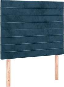 Box spring postel s matrací a LED tmavě modrá 100x200 cm samet 3136171