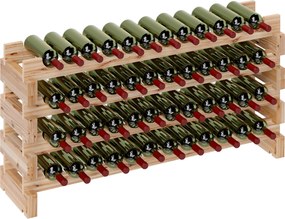 HOMCOM Dřevěný regál na víno z jedlového dřeva, vinotéka s 4 policemi na 48 lahví a max. nosností 60 kg, 114x28x56,5 cm, přírodní dřevo | Aosom
